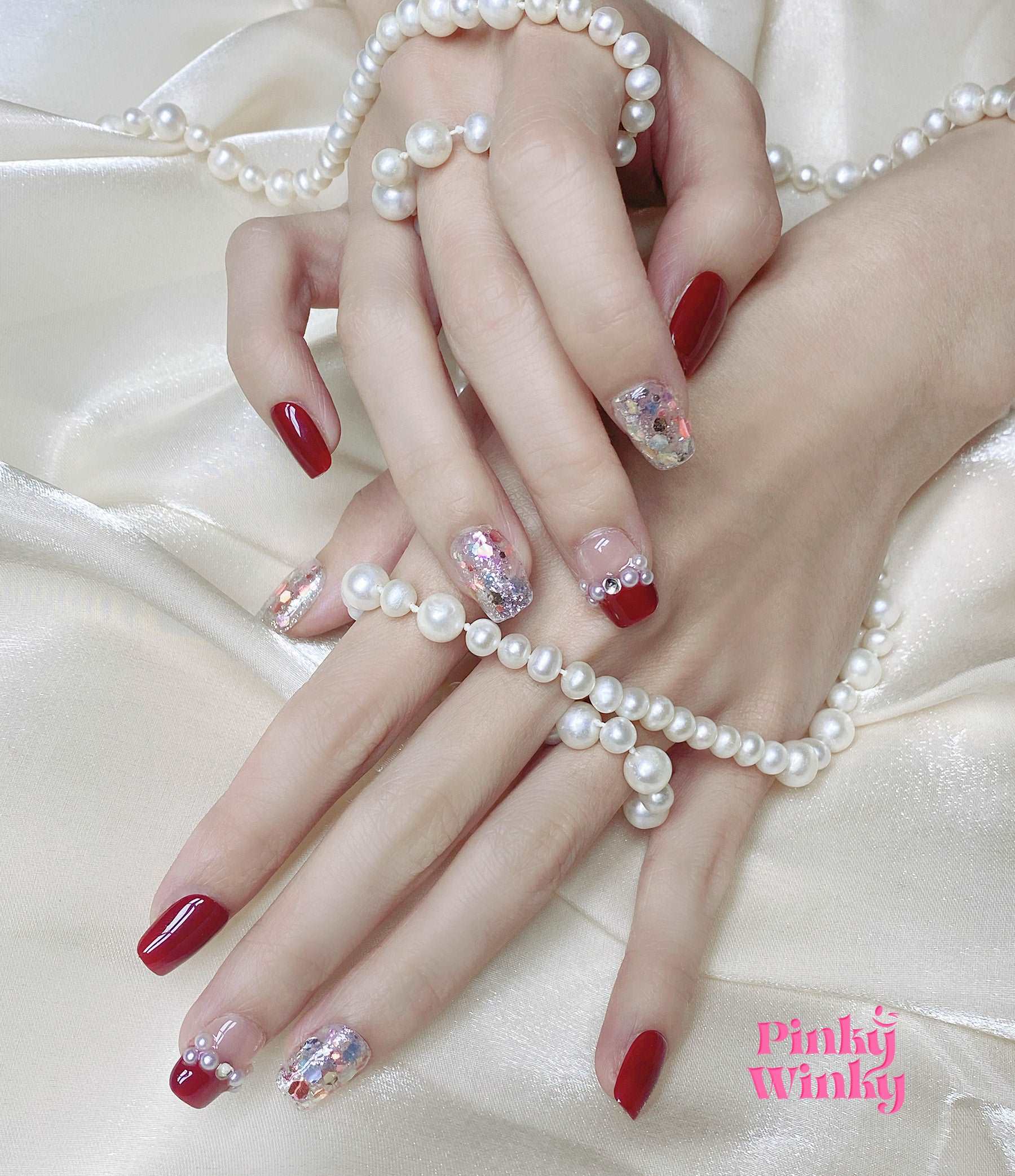 Scarlet Party Handpainted Press-On Nails | HanaDolly